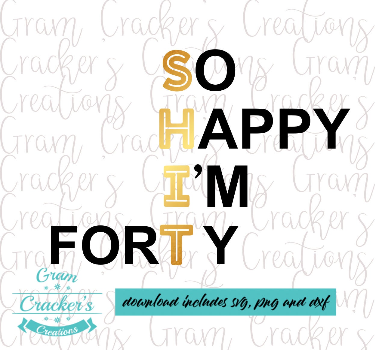 So Happy I'm Forty Birthday Svg Cut File for Silhouette - Etsy