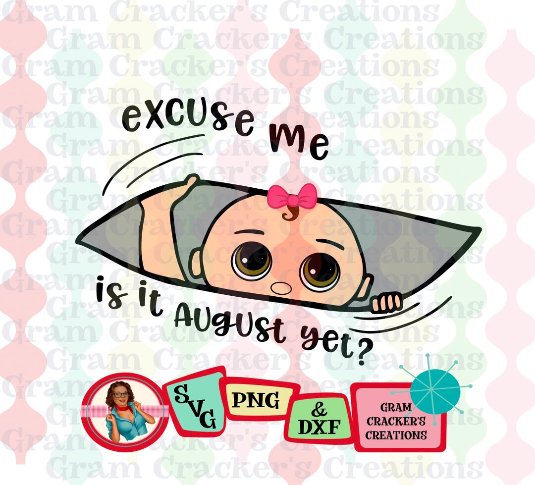 August Baby Peeking SVG Cut File: Maternity Pregnancy (digital Download ...