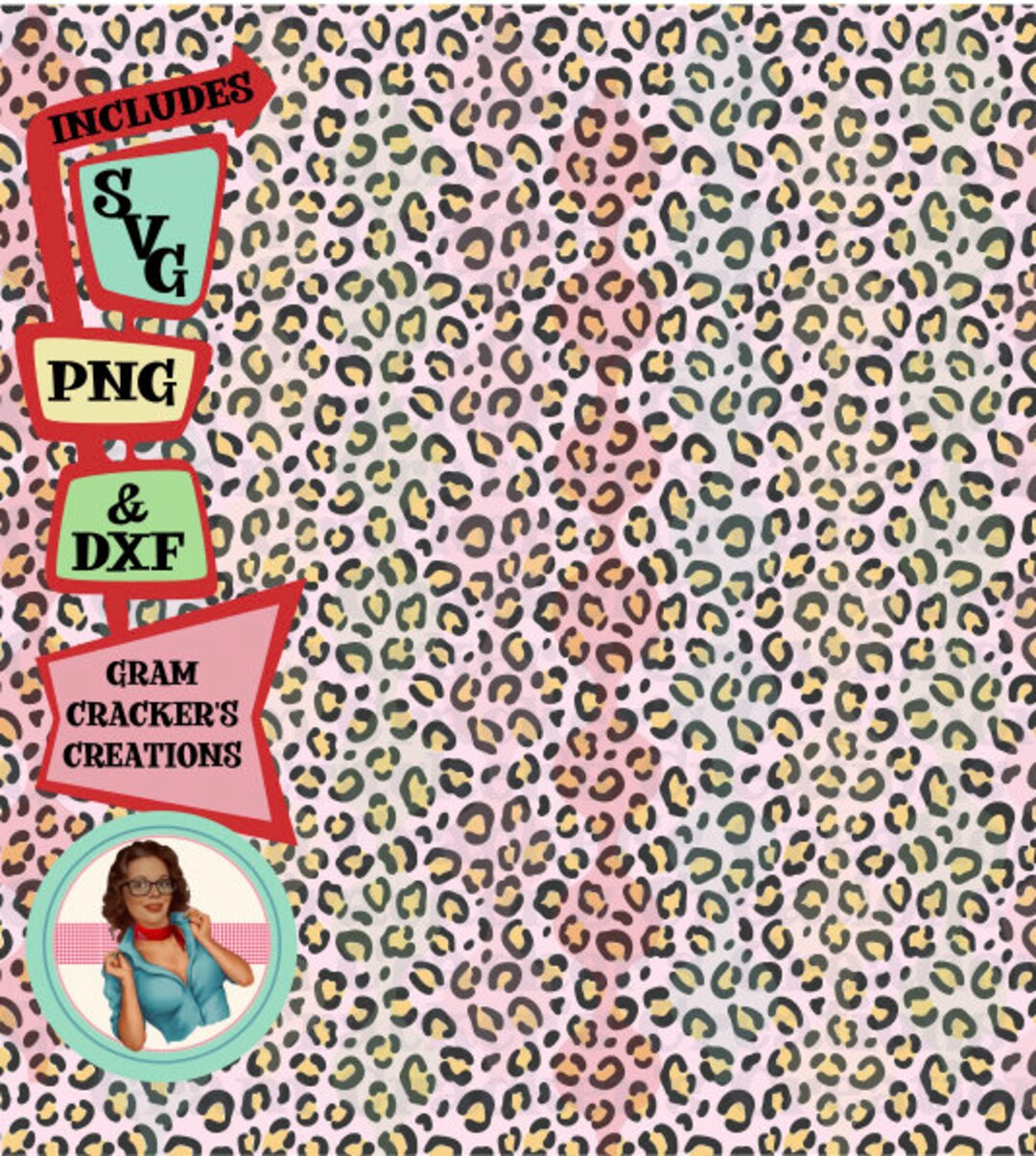 Pink and Yellow Cheetah Print, Multi Layer Svg and Single Layer Clear ...