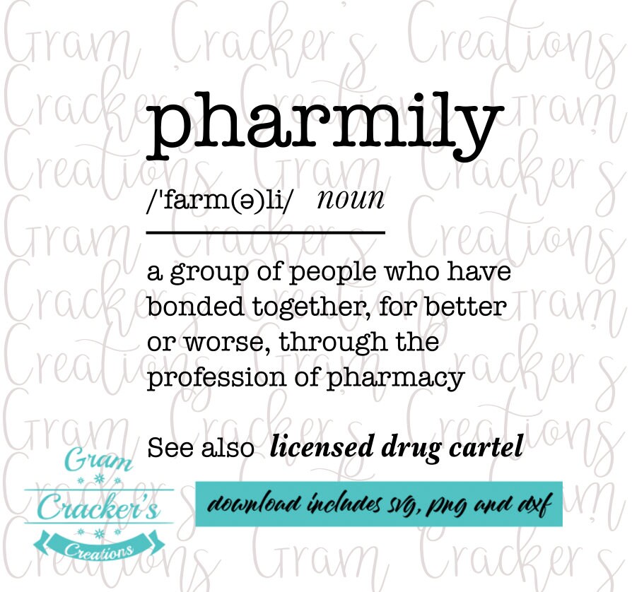 Pharmily Definition Dictionary Noun Pharmacist Cricut Cut - Etsy UK
