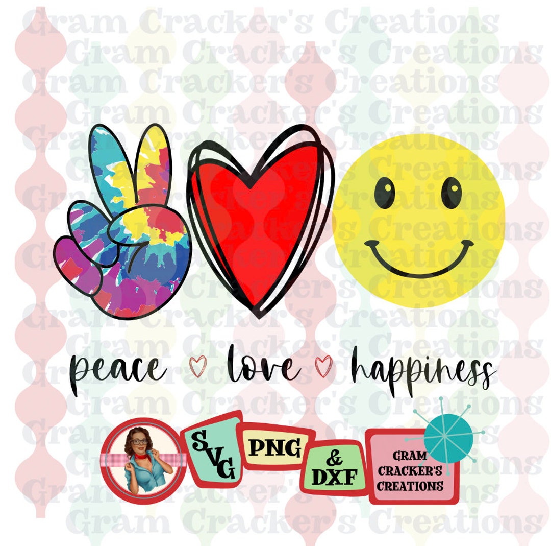 Peace Love Happiness Svg Cut File. Instant Download, Silhouette, Cricut ...