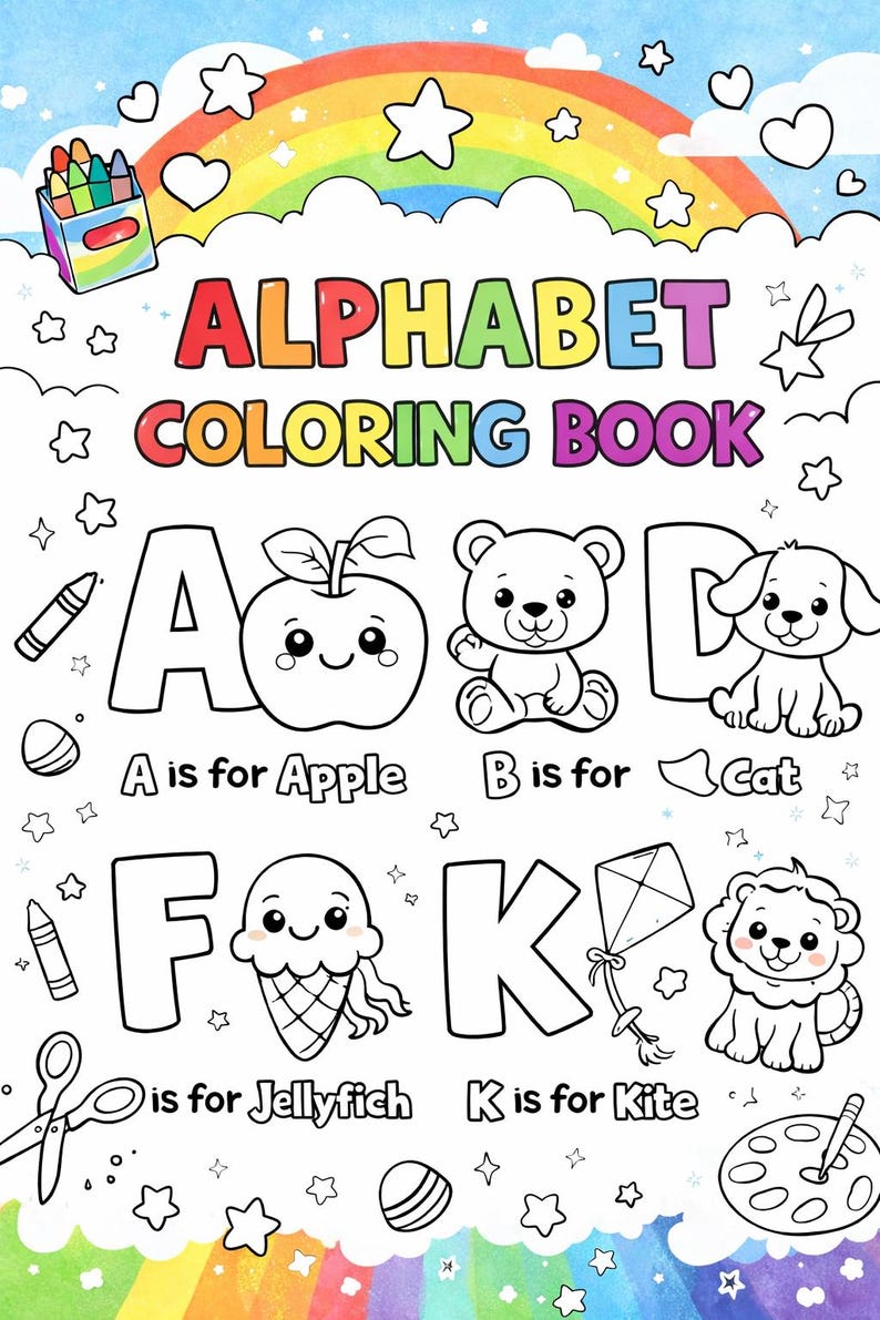 Alphabet Coloring Book Printable for Kids | A–Z ABC Learning Pages ...