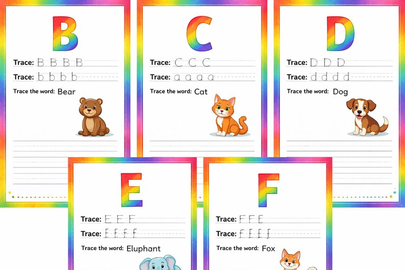 Rainbow Animal Alphabet Tracing Workbook – Preschool Handwriting ...