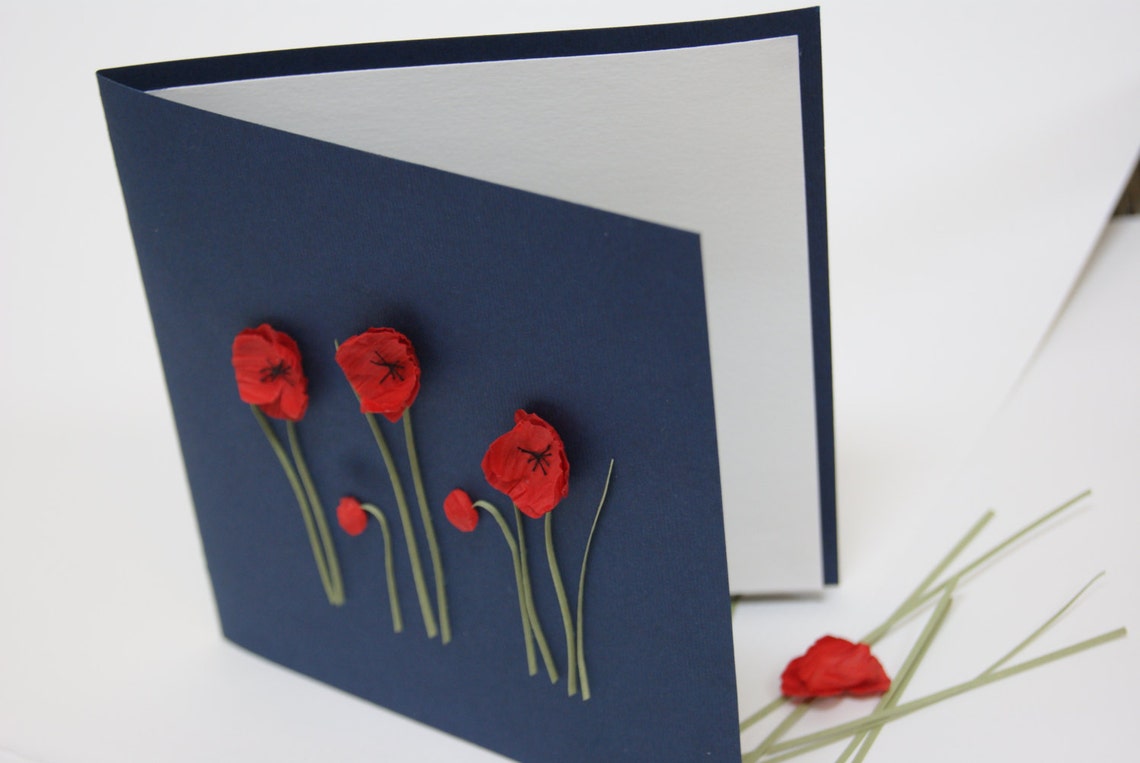 Quilling Red Poppy Poppy Anniversary Quilled Poppy Card for All ...