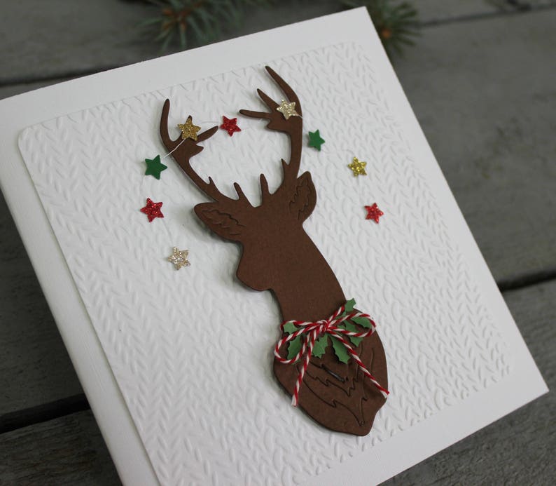 Woodland Reindeer Personalized Christmas Cards Corporate Cards Holiday ...
