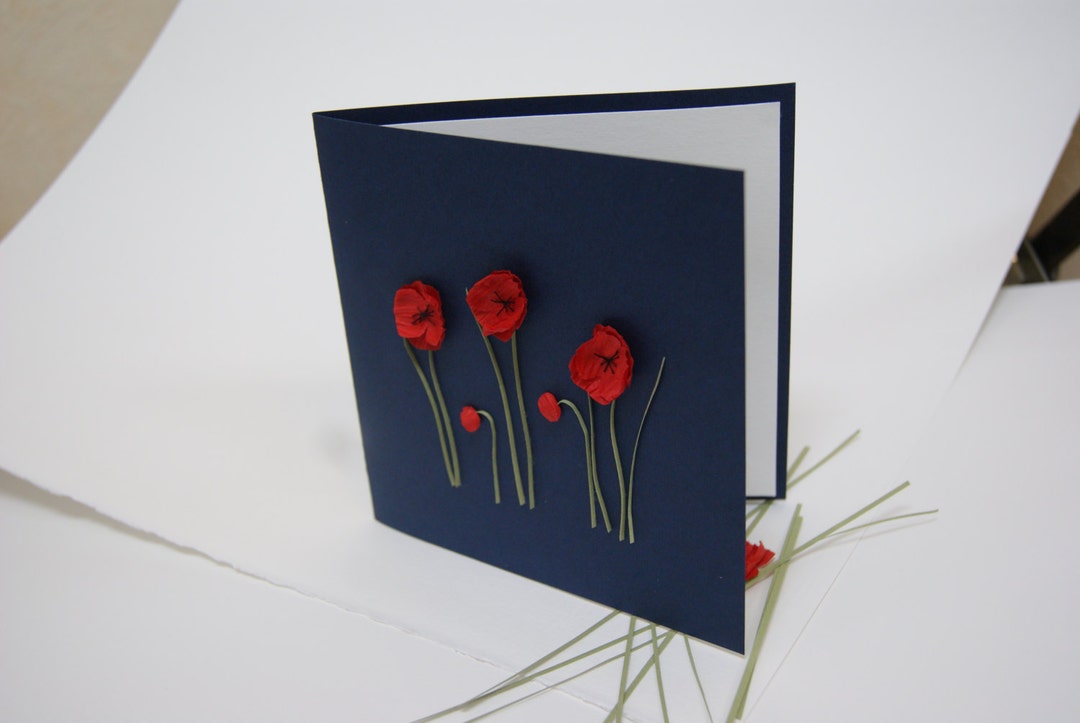 Quilling Red Poppy Poppy Anniversary Quilled Poppy Card for All ...