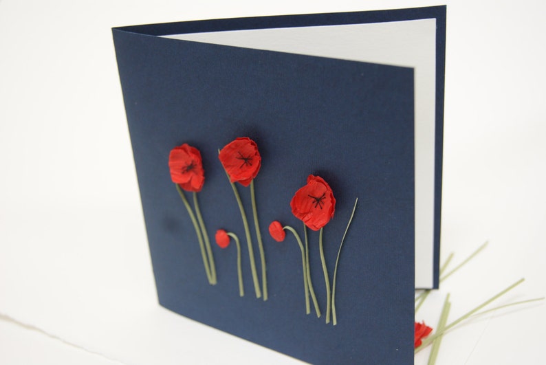 Quilling Red Poppy Poppy Anniversary Quilled Poppy Card for All ...