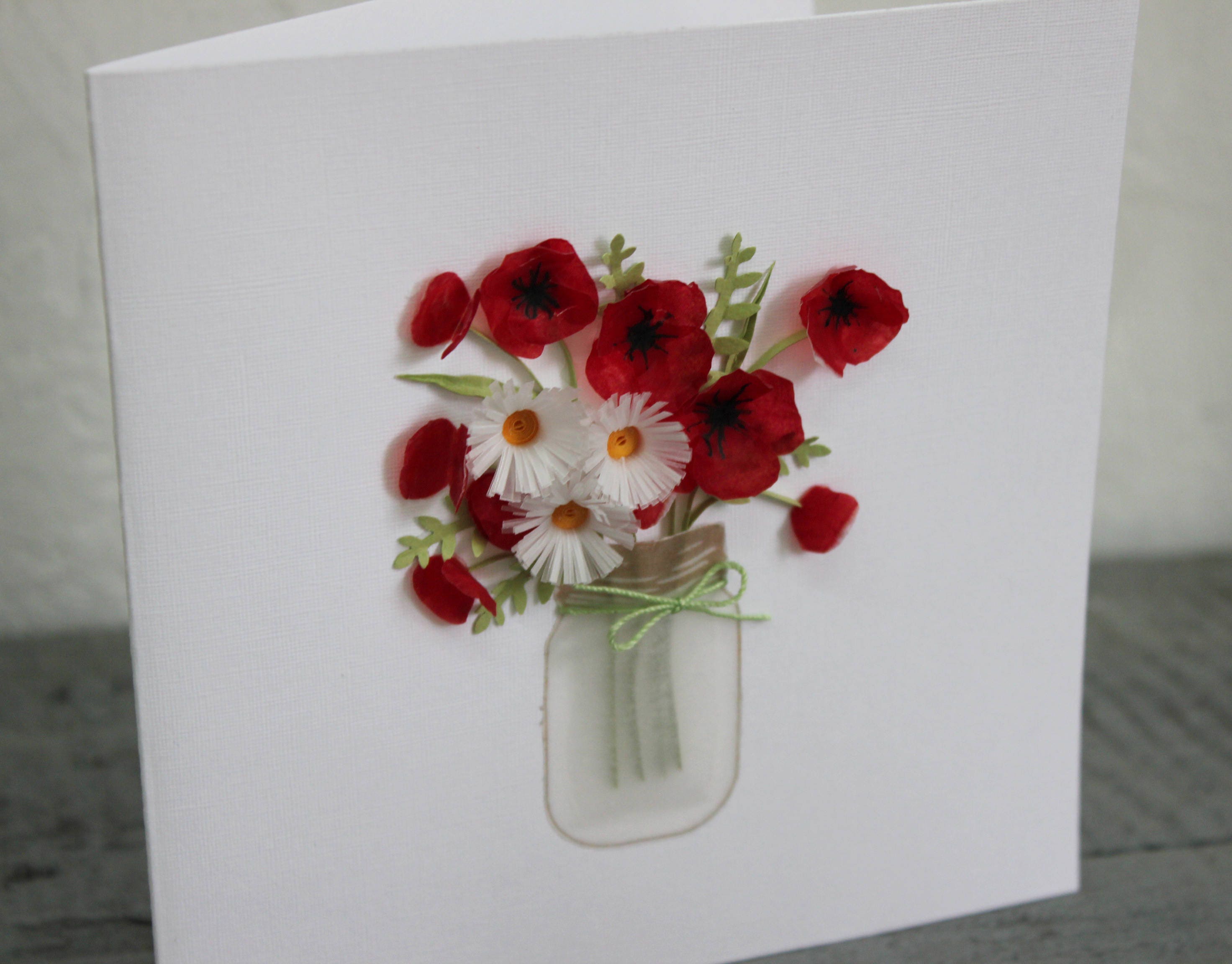 Quilling Card Mason Jar With Flowers for Mom Anniversary Gift Greeting ...