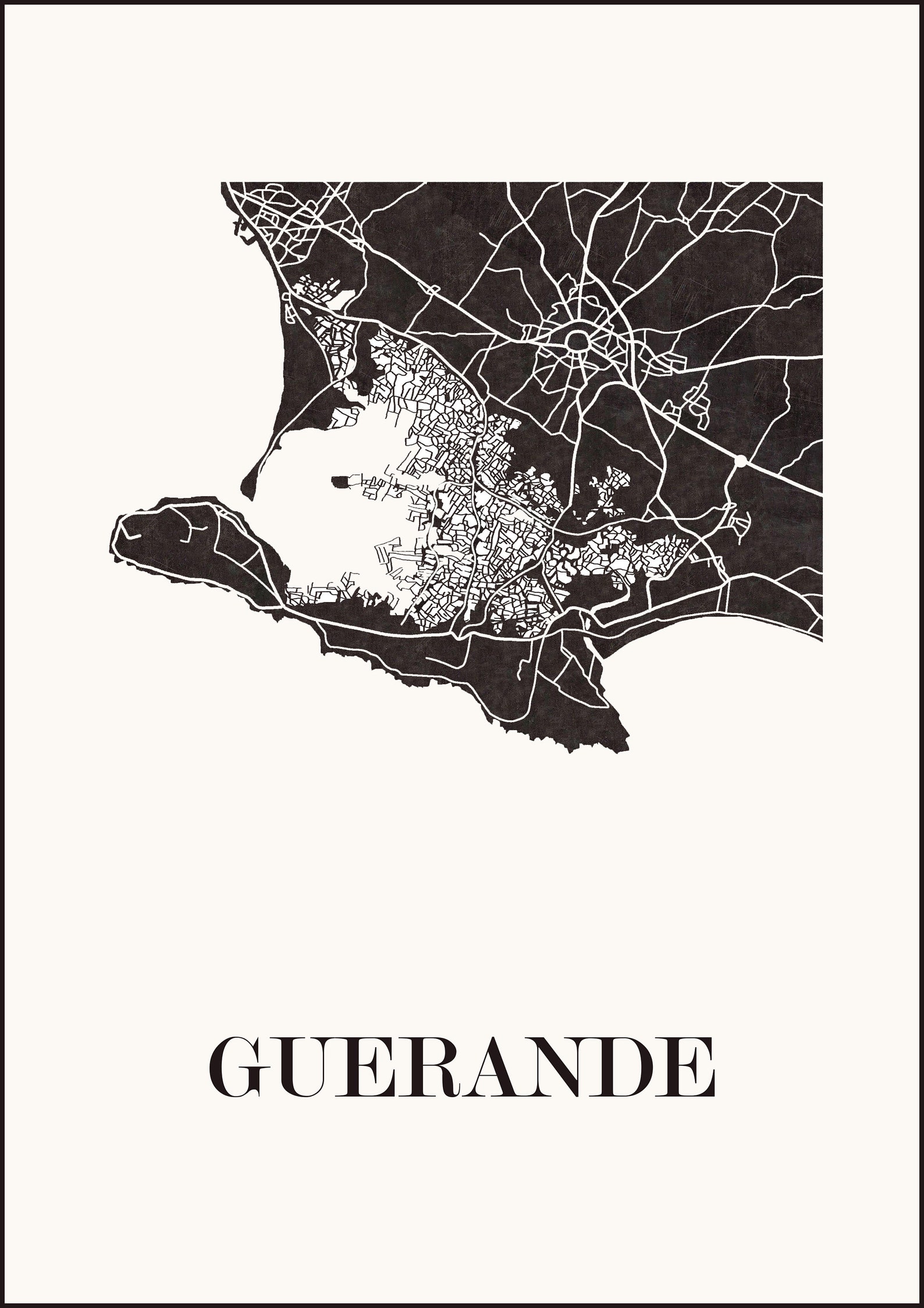 GUERANDE Original Map of Loire Atlantique Unique GRAPHICS | Etsy