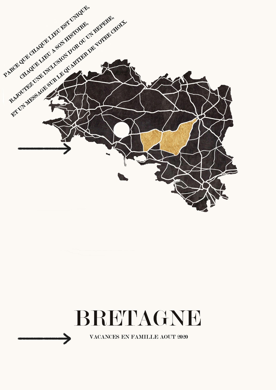 BRETAGNE ORIGINAL Map Unique GRAPHICS High quality design | Etsy