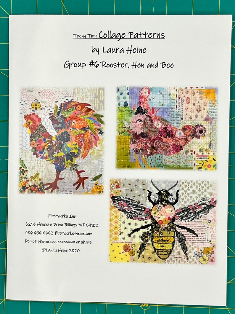 Bee, Hen, and Rooster Teeny Tiny Collage Quilt Patterns by Laura Heine ...