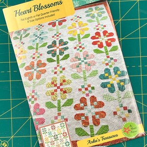 Heart Blossoms Floral Patchwork Scrap Quilt Pattern by Anka’s Treasures Fat Eighth or Fat ...
