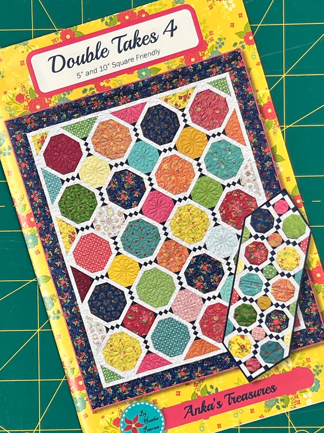 Double Takes 4 Quilt Pattern and Quilted Table Runner Pattern, Layer Cake and Charm Square ...