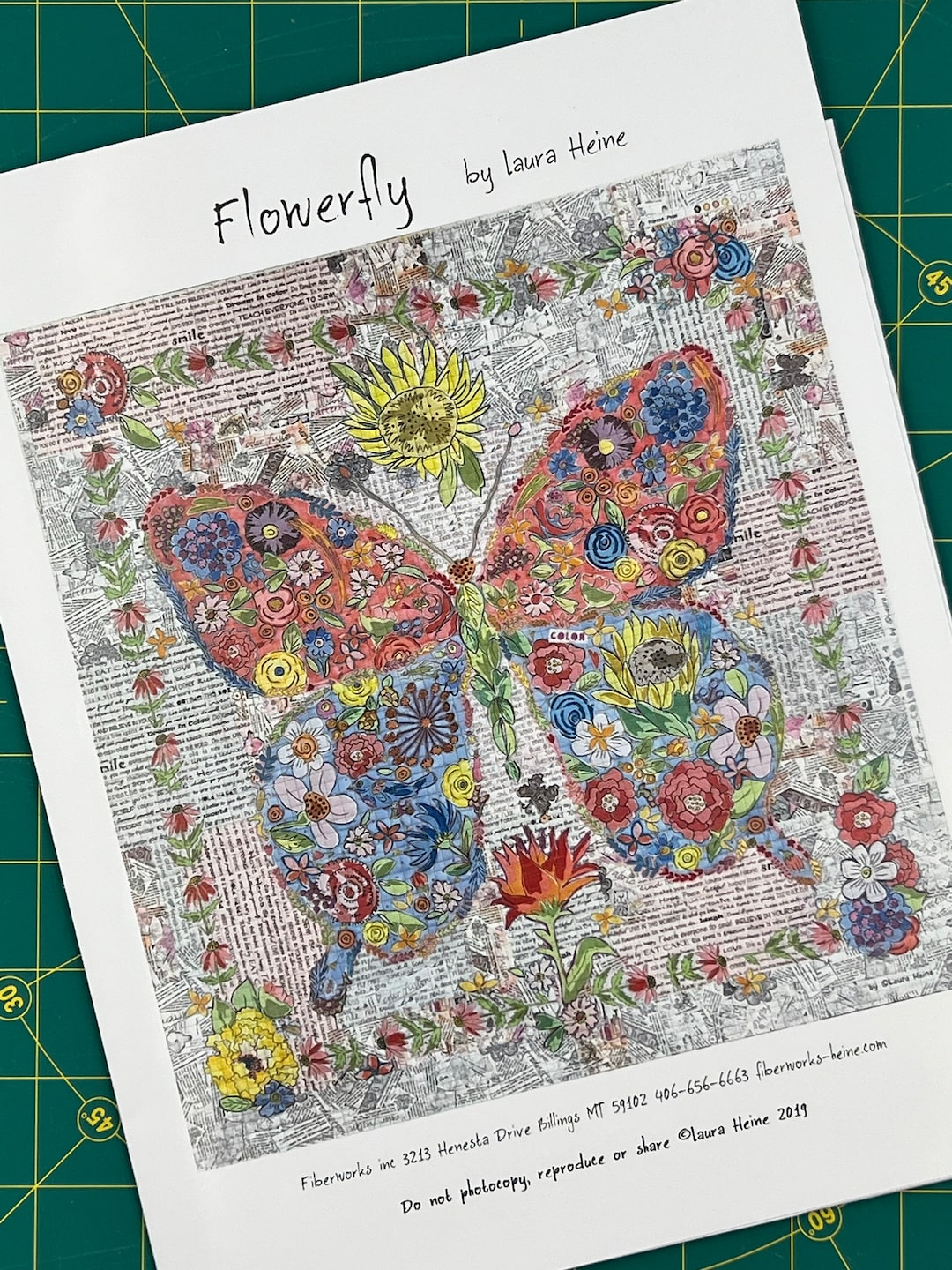 Flowerfly Floral Butterfly Collage Quilt Pattern by Laura Heine of ...