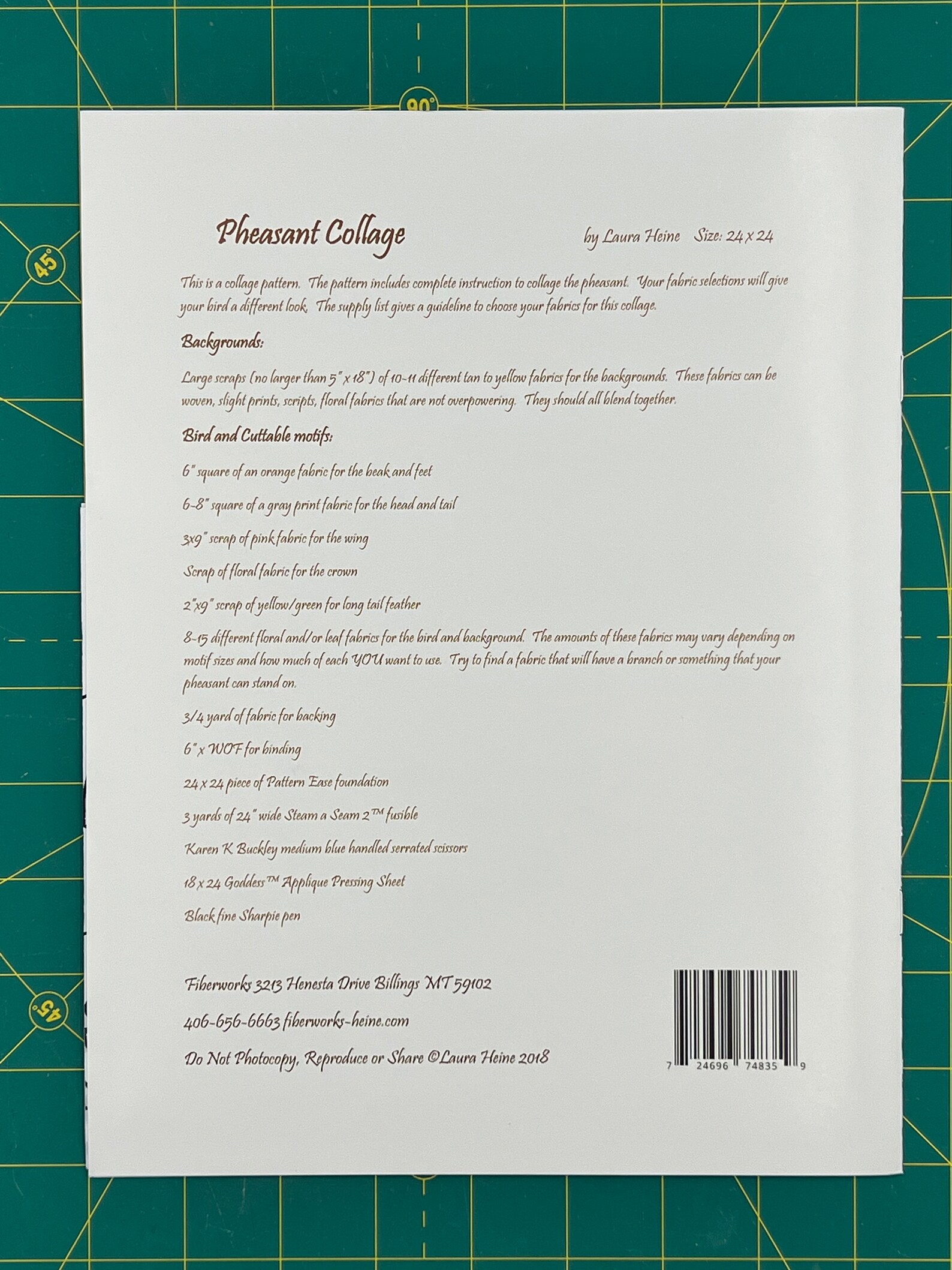 Pheasant Bird Collage Quilt Pattern by Laura Heine of Fiberworks - Etsy