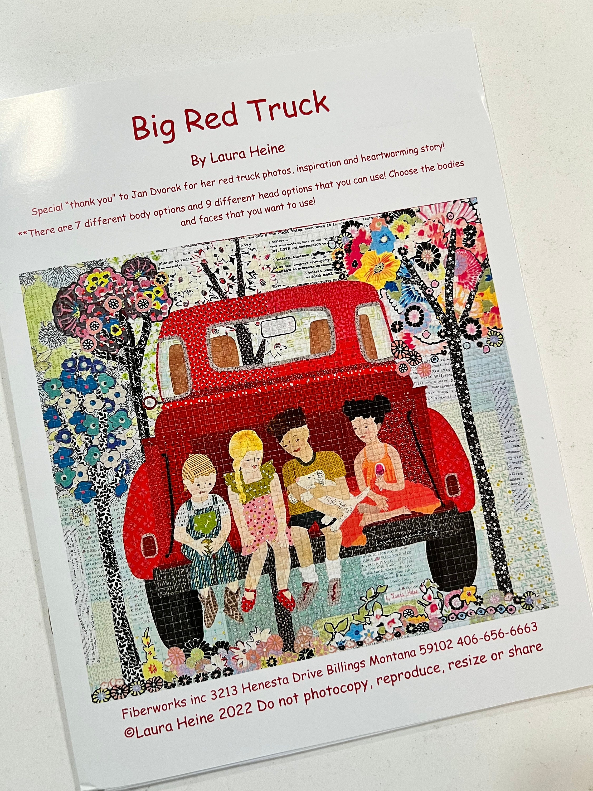 Big Red Truck With Grandchildren Collage Quilt Pattern by Laura Heine ...
