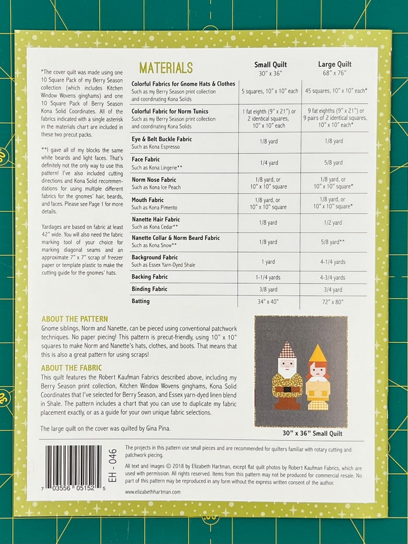 Norm and Nanette Gnome Quilt Pattern by Elizabeth Hartman - Etsy