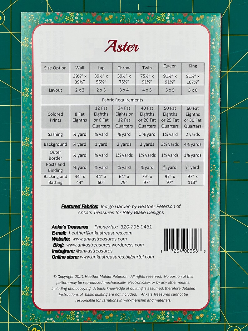 Aster Patchwork Scrap Quilt Pattern by Anka’s Treasures Fat Eighth or ...