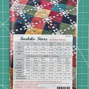 Sashiko Stars Traditionally Pieced Patchwork Quilt Pattern by Anka’s Treasures Fat Eighth and ...