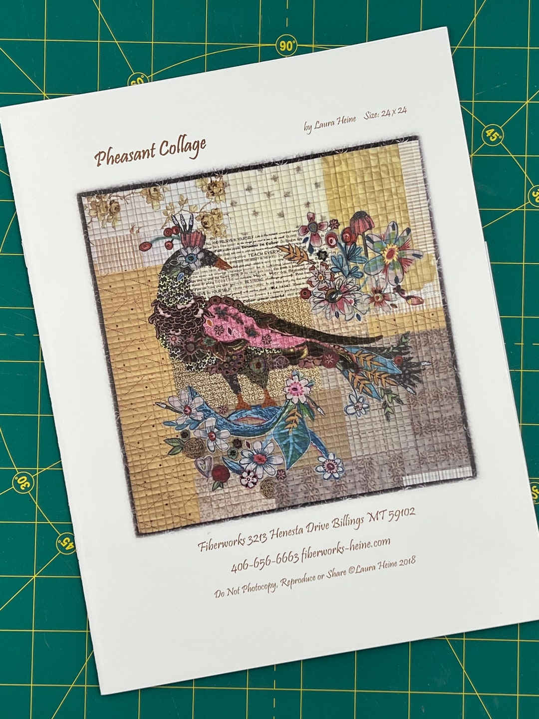 Pheasant Bird Collage Quilt Pattern by Laura Heine of Fiberworks - Etsy