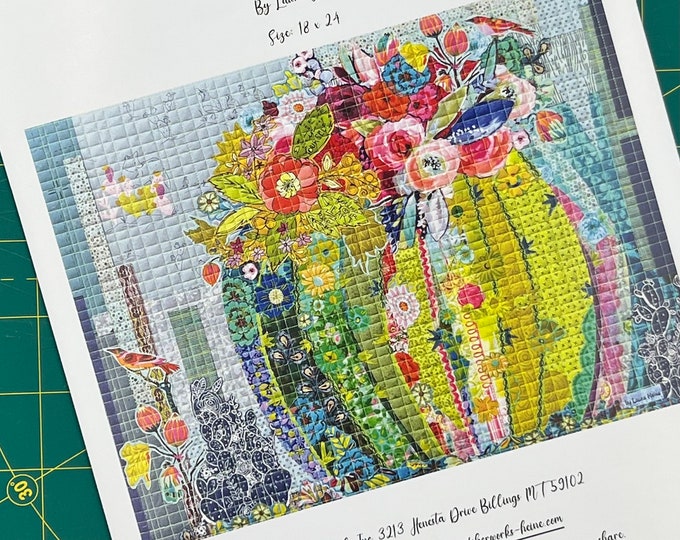 Cactus Queen Collage Quilt Pattern by Laura Heine of Fiberworks - Etsy