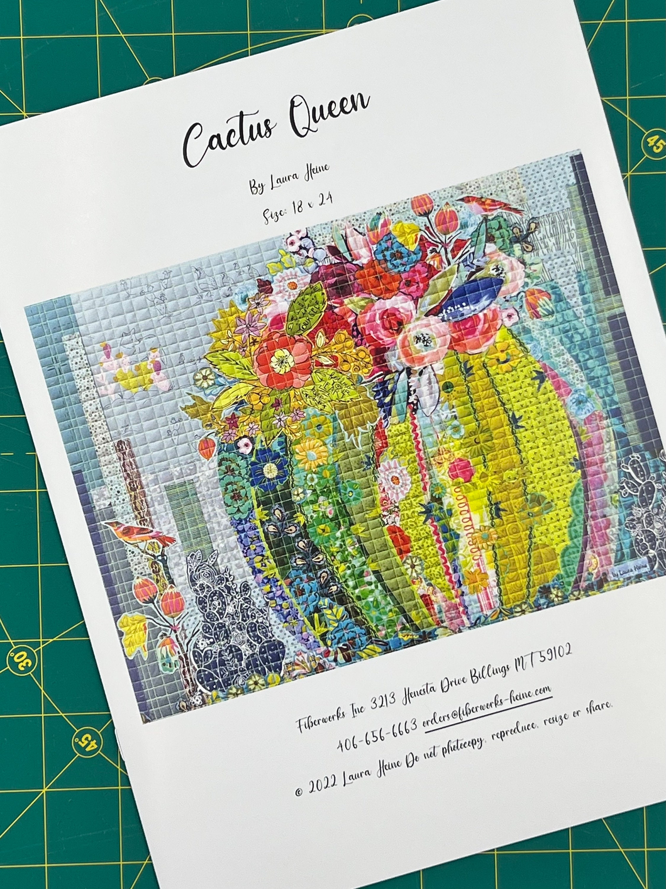 Cactus Queen Collage Quilt Pattern by Laura Heine of Fiberworks - Etsy
