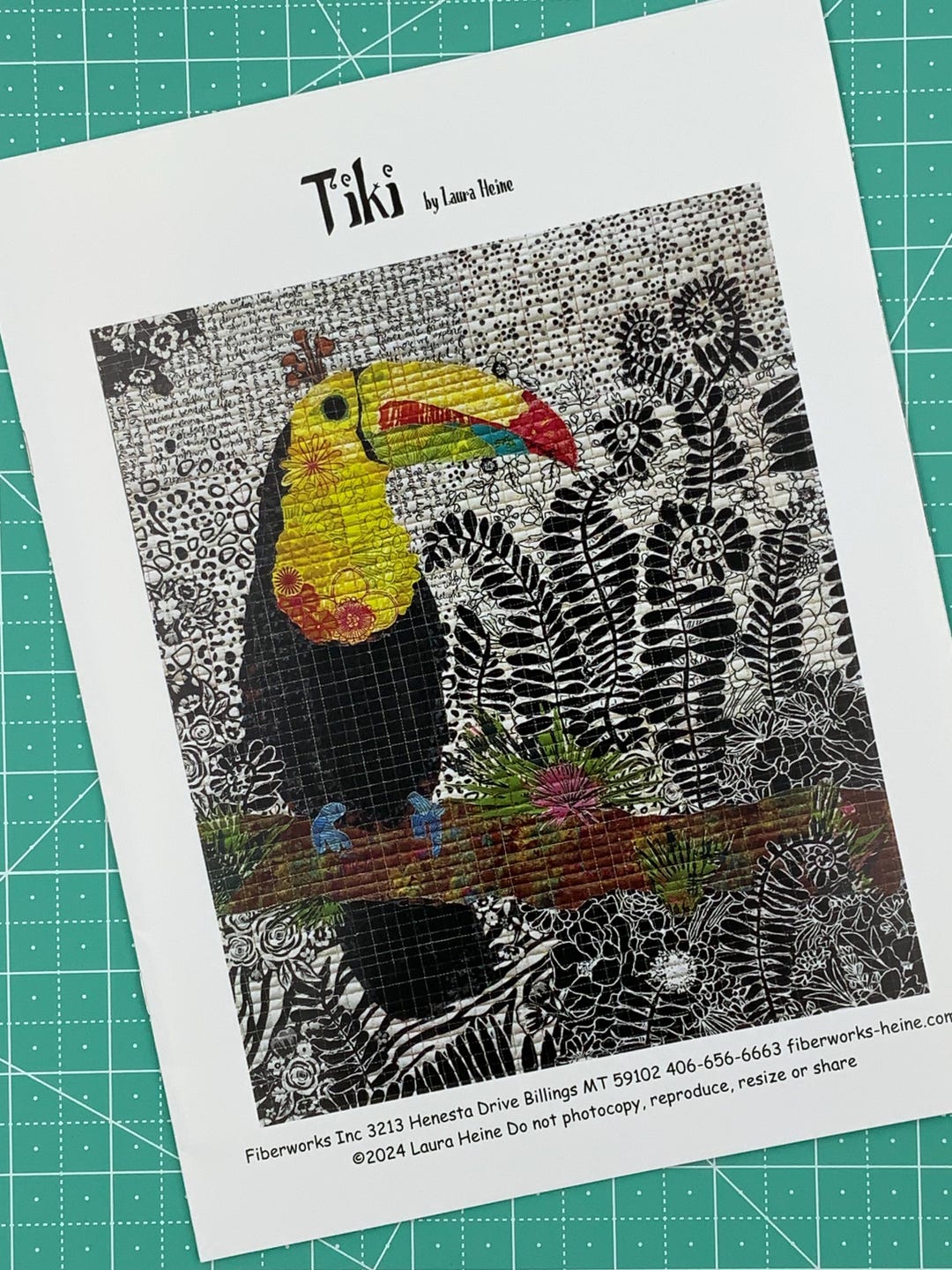 Tiki Toucan Bird Collage Quilt Pattern by Laura Heine of Fiberworks - Etsy