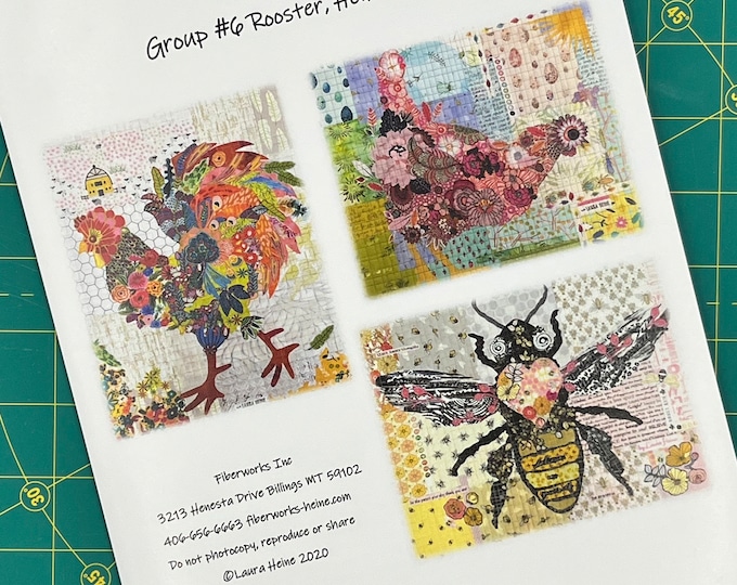 Bee, Hen, and Rooster Teeny Tiny Collage Quilt Patterns by Laura Heine ...