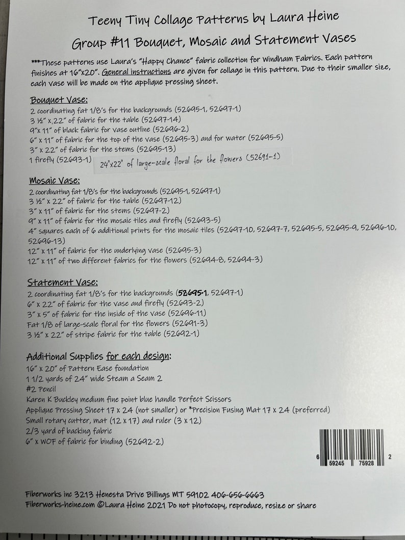 Flower Vases Collage Quilt Pattern by Laura Heine - Etsy