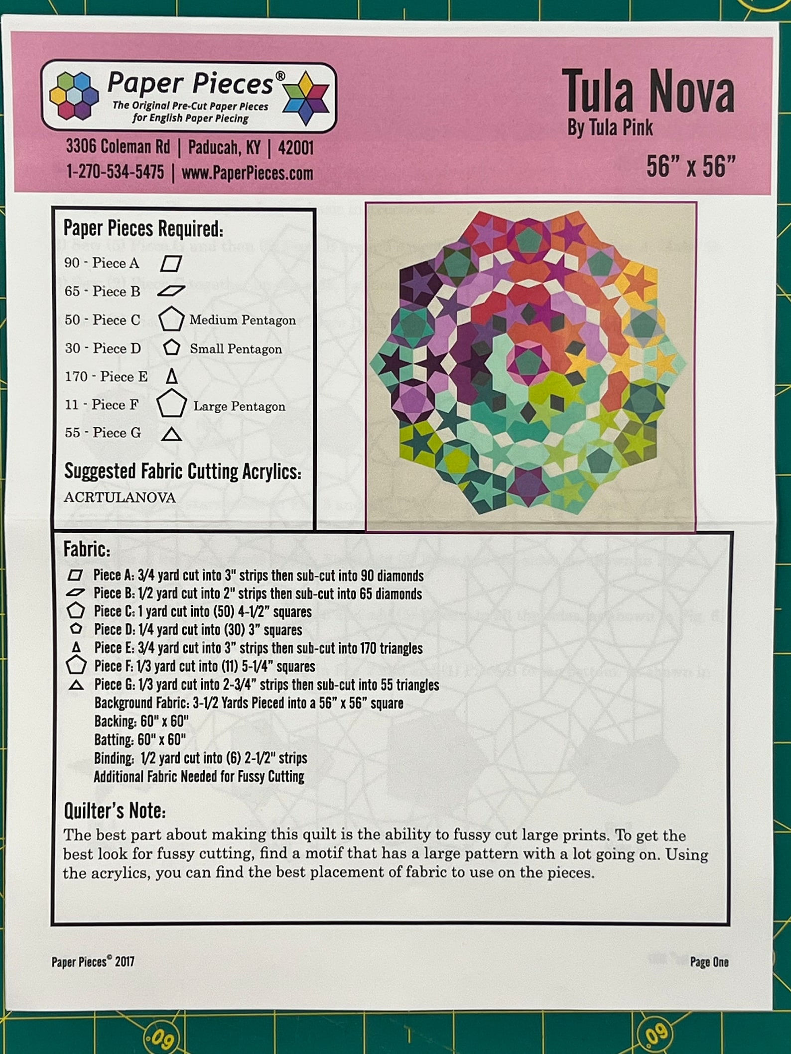 Tula Nova by Tula Pink EPP Quilt Kit: Pattern Paper Pieces - Etsy