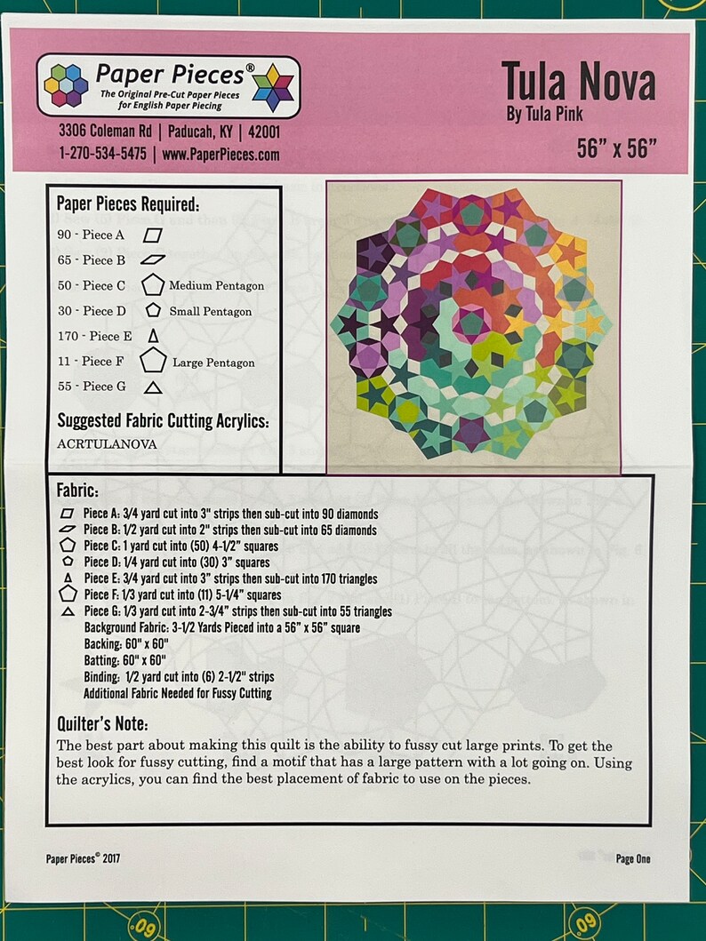 Tula Nova by Tula Pink EPP Quilt Kit: Pattern Paper Pieces - Etsy