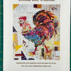 Doodle-doo Rooster Collage Quilt Pattern by Laura Heine of Fiberworks - Etsy