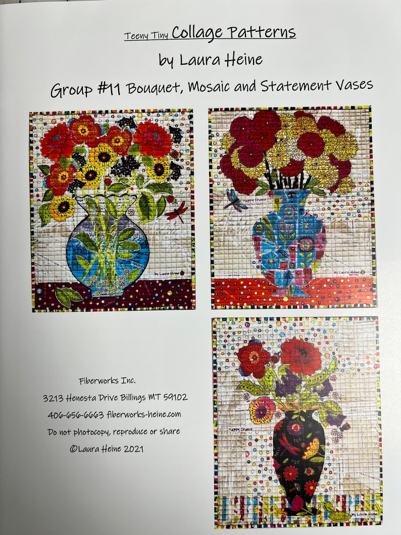 Flower Vases Collage Quilt Pattern by Laura Heine - Etsy