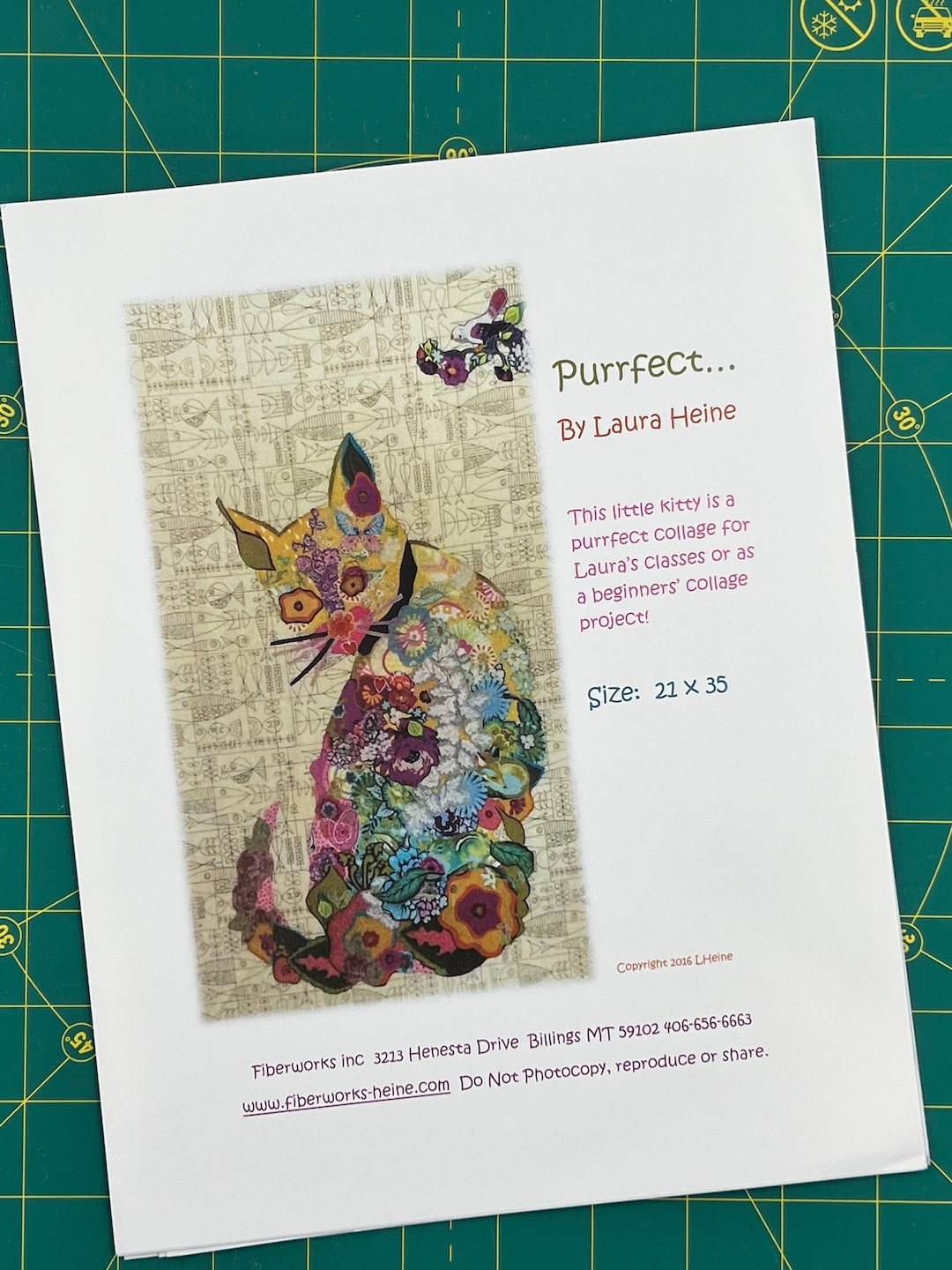 Purrfect Kitty Cat Collage Quilt Pattern by Laura Heine of Fiberworks ...