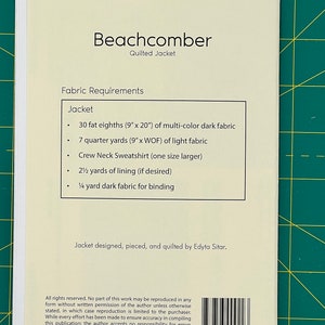 Beachcomber Quilted Jacket Pattern by Edyta Sitar of Laundry Basket Quilts - Etsy