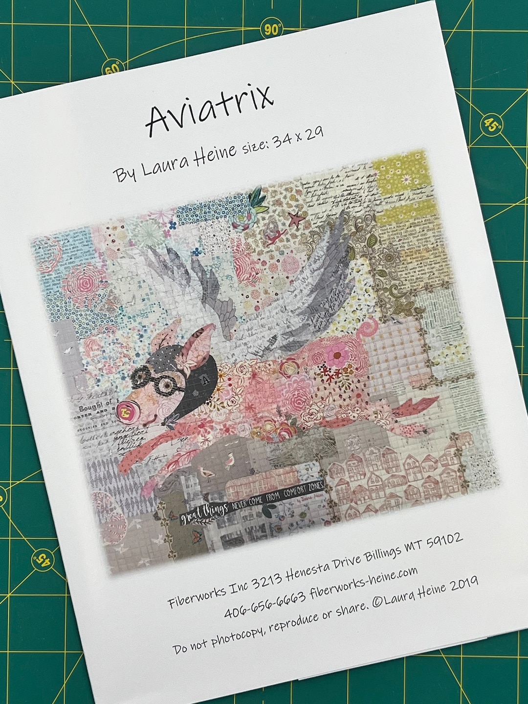 Aviatrix Flying Pig Collage Quilt Pattern by Laura Heine of Fiberworks ...