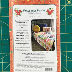 Plaid and Posies Floral Patchwork Scrap Quilt Pattern by Anka’s Treasures Layer Cake and Fat ...