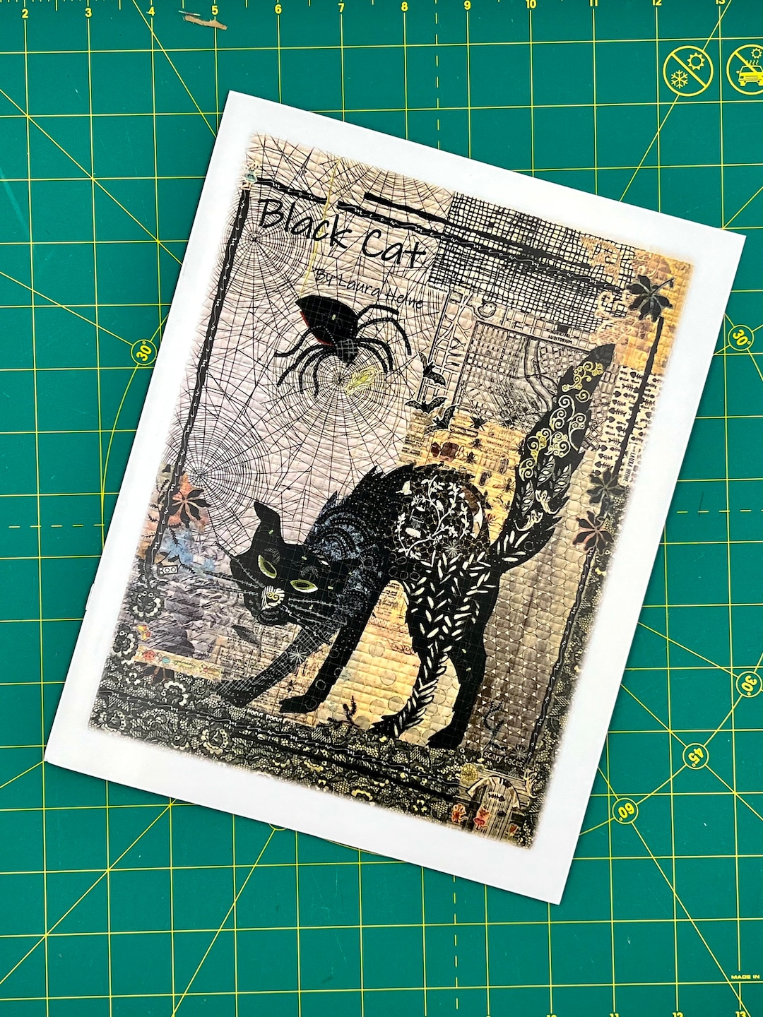 Halloween Black Cat Collage Quilt Pattern by Laura Heine of Fiberworks ...