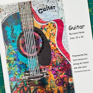 Guitar Collage Quilt Pattern by Laura Heine of Fiberworks - Etsy