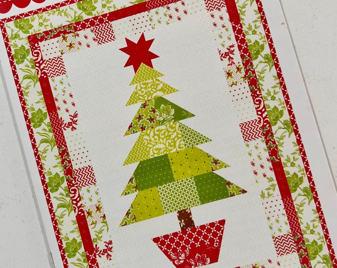 Oh Christmas Tree Fig Tree Patchwork Wall Hanging Quilt or Table Runner ...