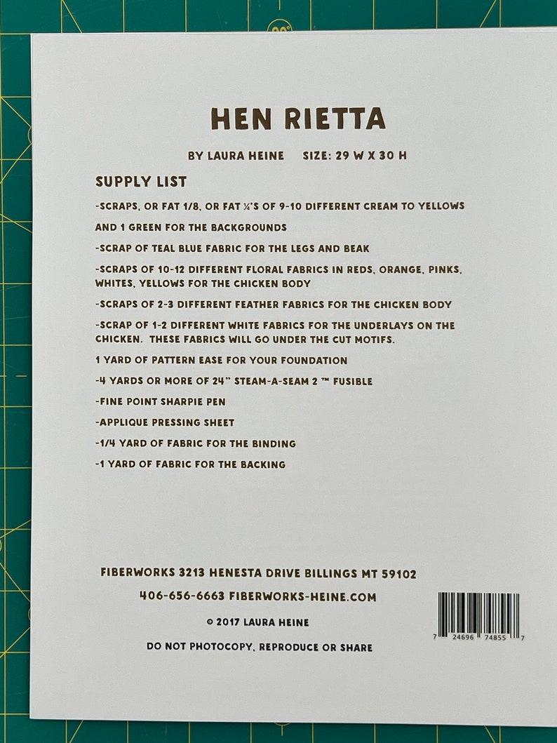 Hen Rietta Chicken Collage Quilt Pattern by Laura Heine of Fiberworks ...