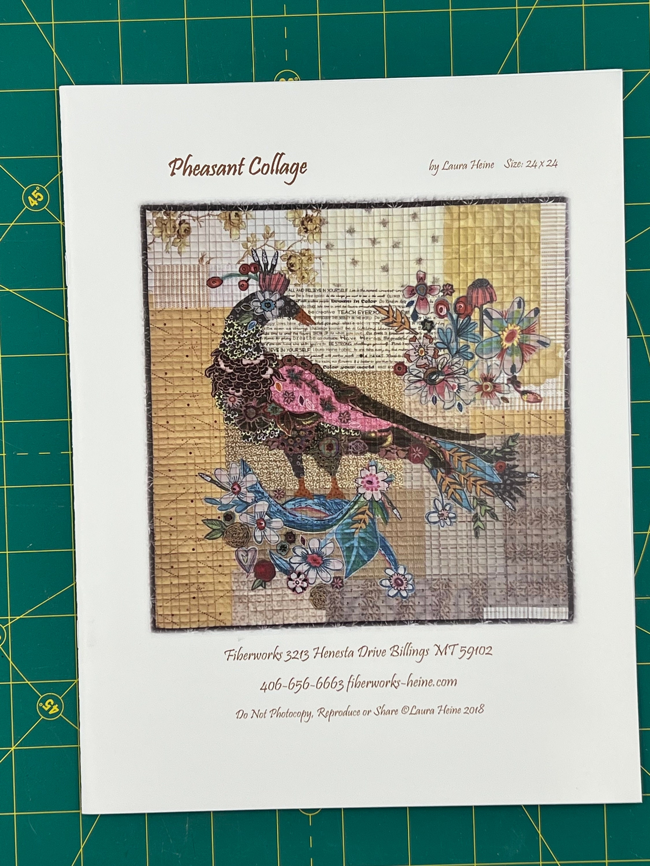 Pheasant Bird Collage Quilt Pattern by Laura Heine of Fiberworks - Etsy