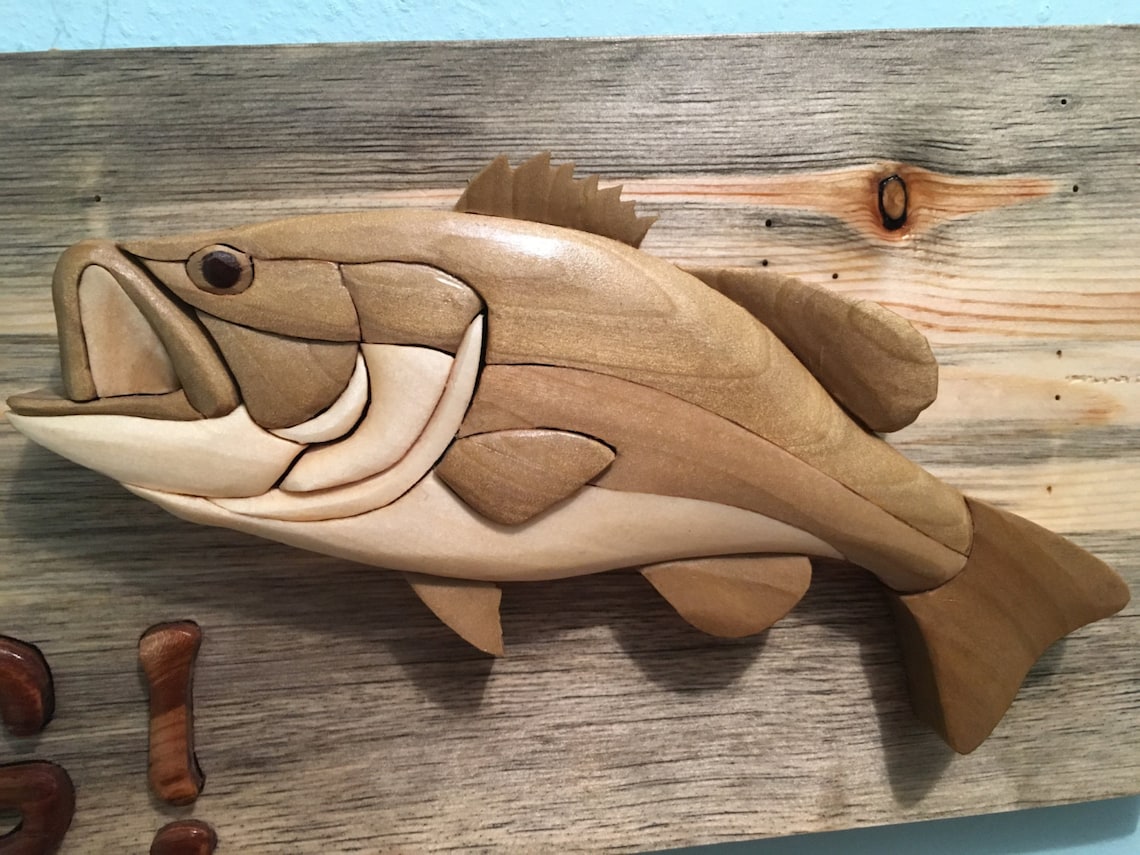 Gone Fishing Bass Intarsia - Etsy