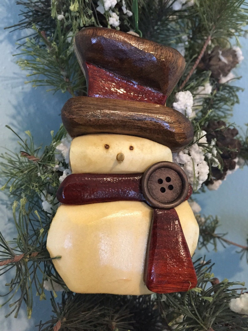 Snowman Intarsia Ornament Short and Fat - Etsy
