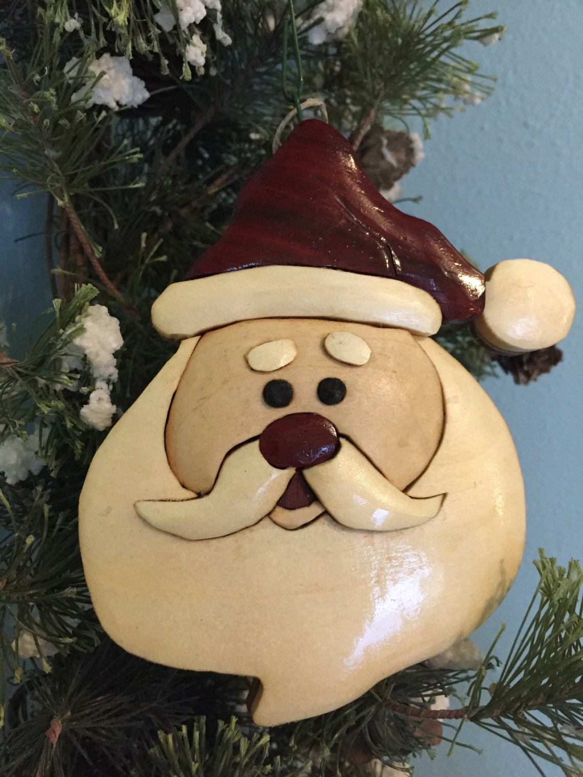 Santa Intarsia Ornament - Etsy