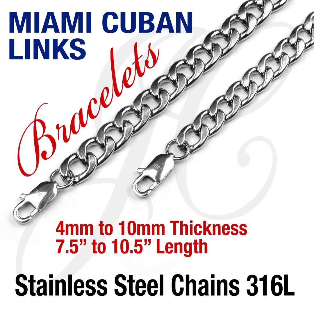 316L Stainless Steel Miami Cuban Chain Bracelet - Etsy