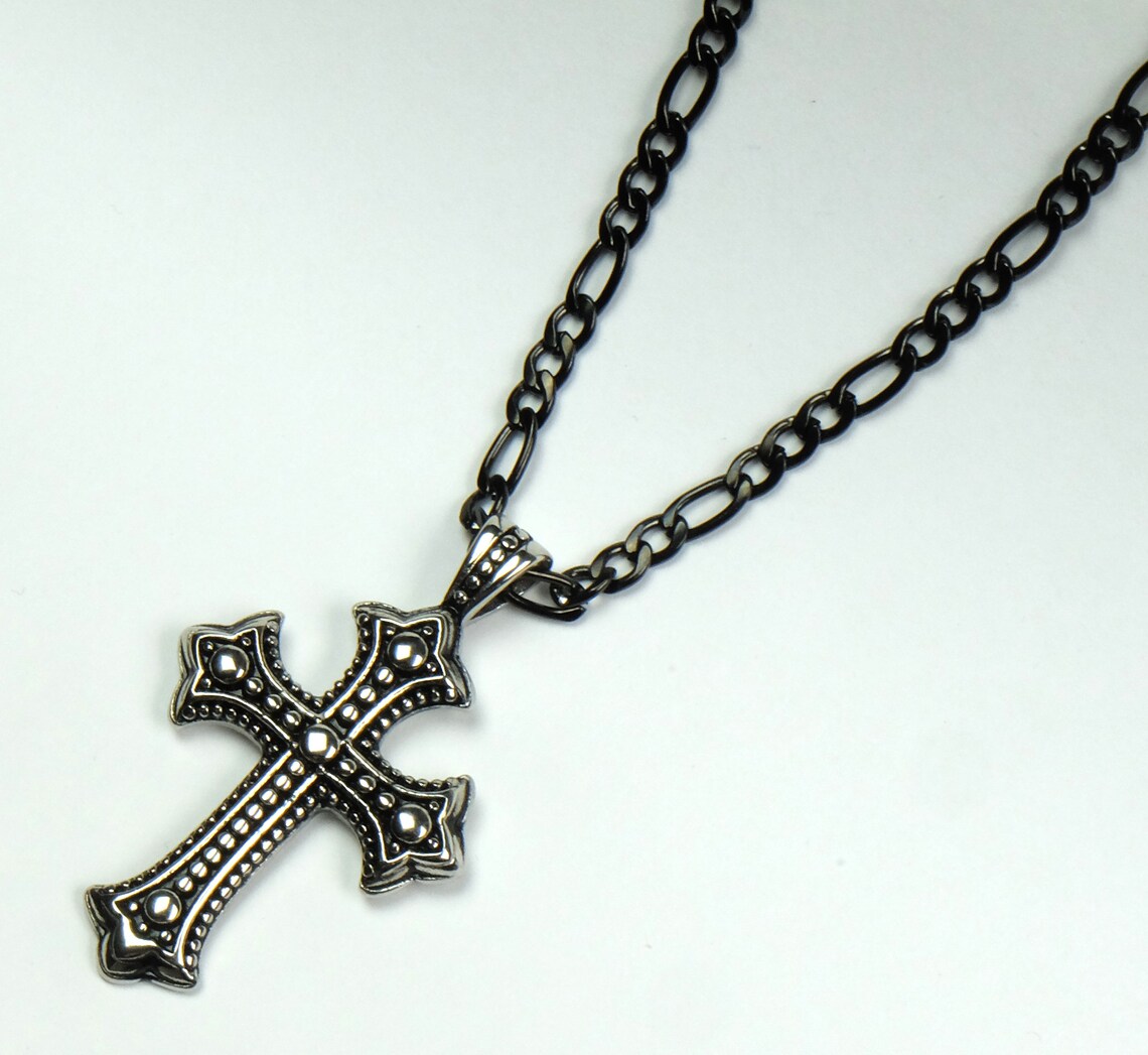 Classic Cross Dark Titanium Steel & Black Plated Stainless - Etsy