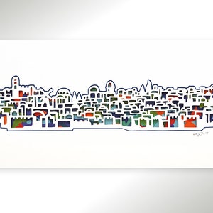 Holy Land Art, Jerusalem View, Jewish Decor, Multi Color Paper Cut ...