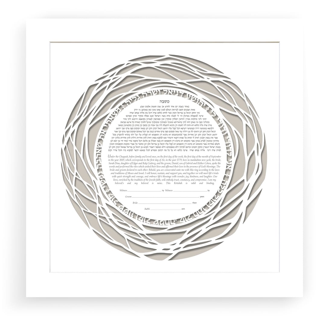 Custom Papercut Ketubah: Round Jewish Wedding Certificate - Etsy