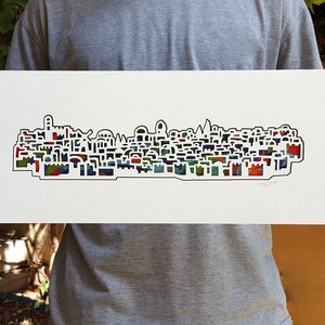 Holy Land Art, Jerusalem View, Jewish Decor, Multi Color Paper Cut ...